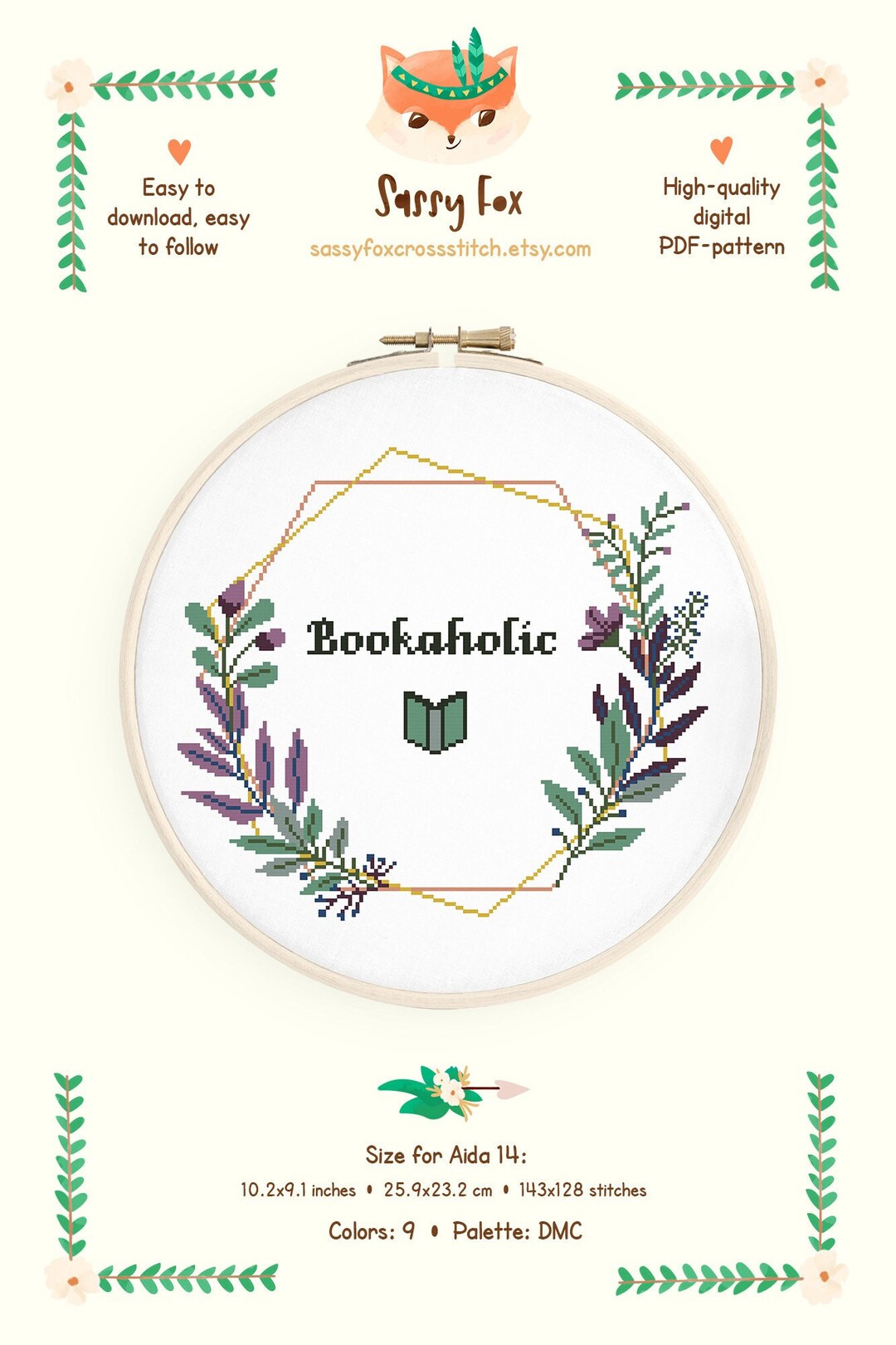 Bookworm Cross Stitch Pattern, Funny Bookaholic Cross Stitch, Nerd ...