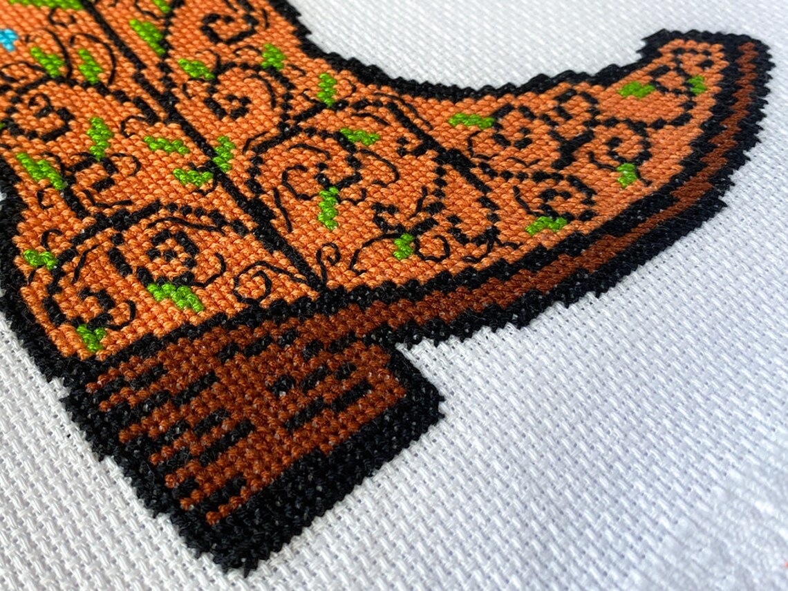 Cowboy Boot Cross Stitch Pattern. Farmhouse Chart. Instant | Etsy