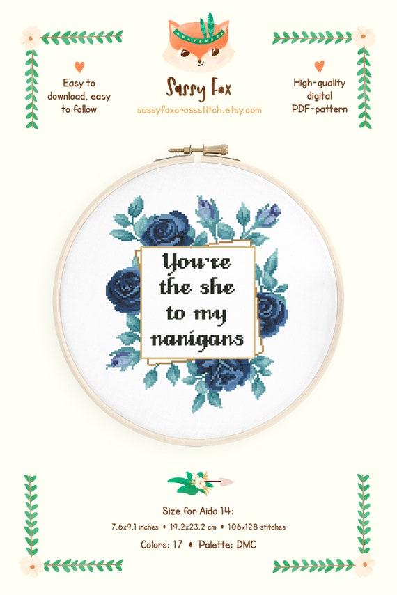 Best Friend Cross Stitch Pattern. You're the She to My | Etsy
