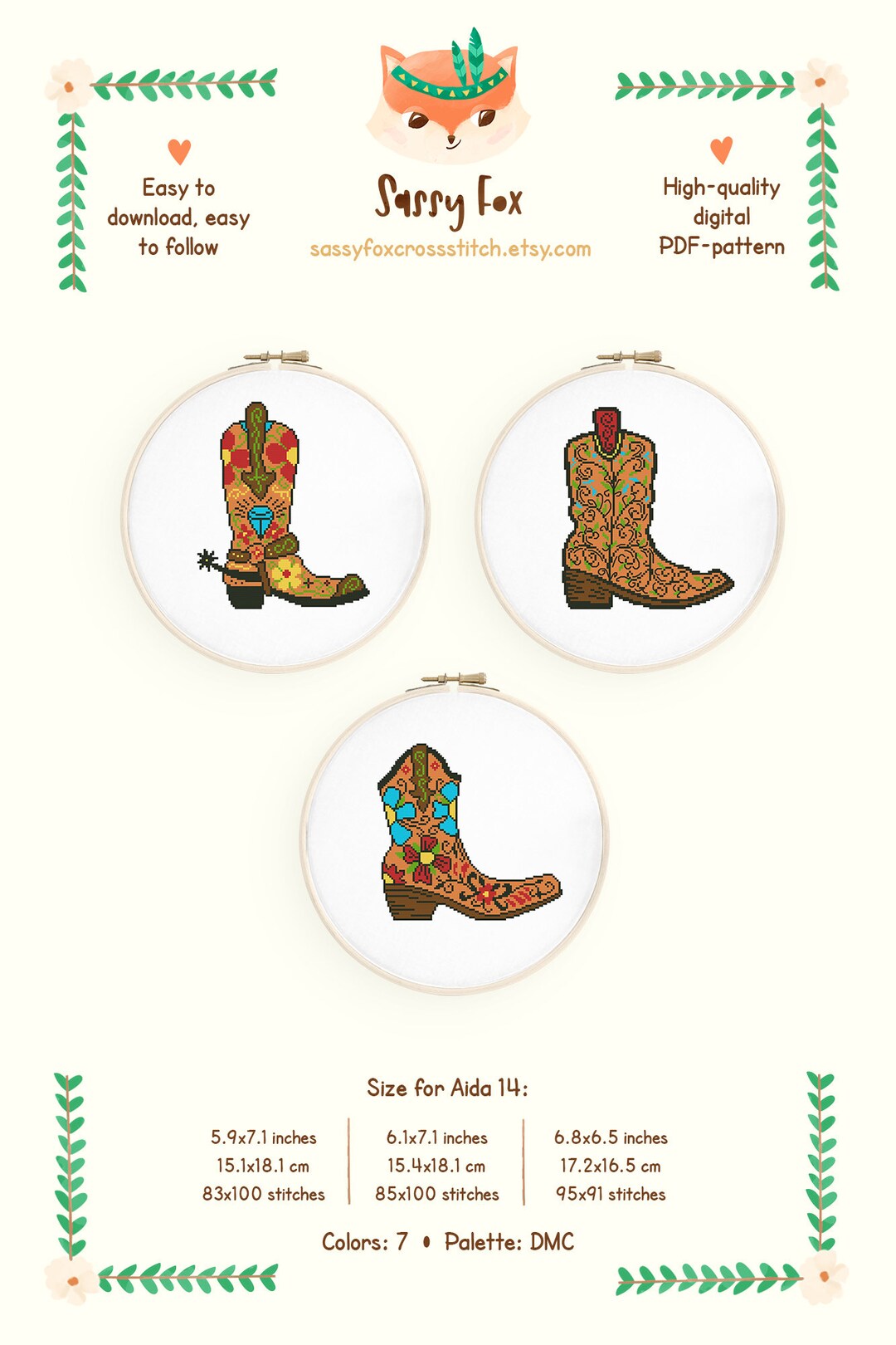 Cowboy Boots Cross Stitch Pattern. Bundle of 3 Texas Charts. - Etsy
