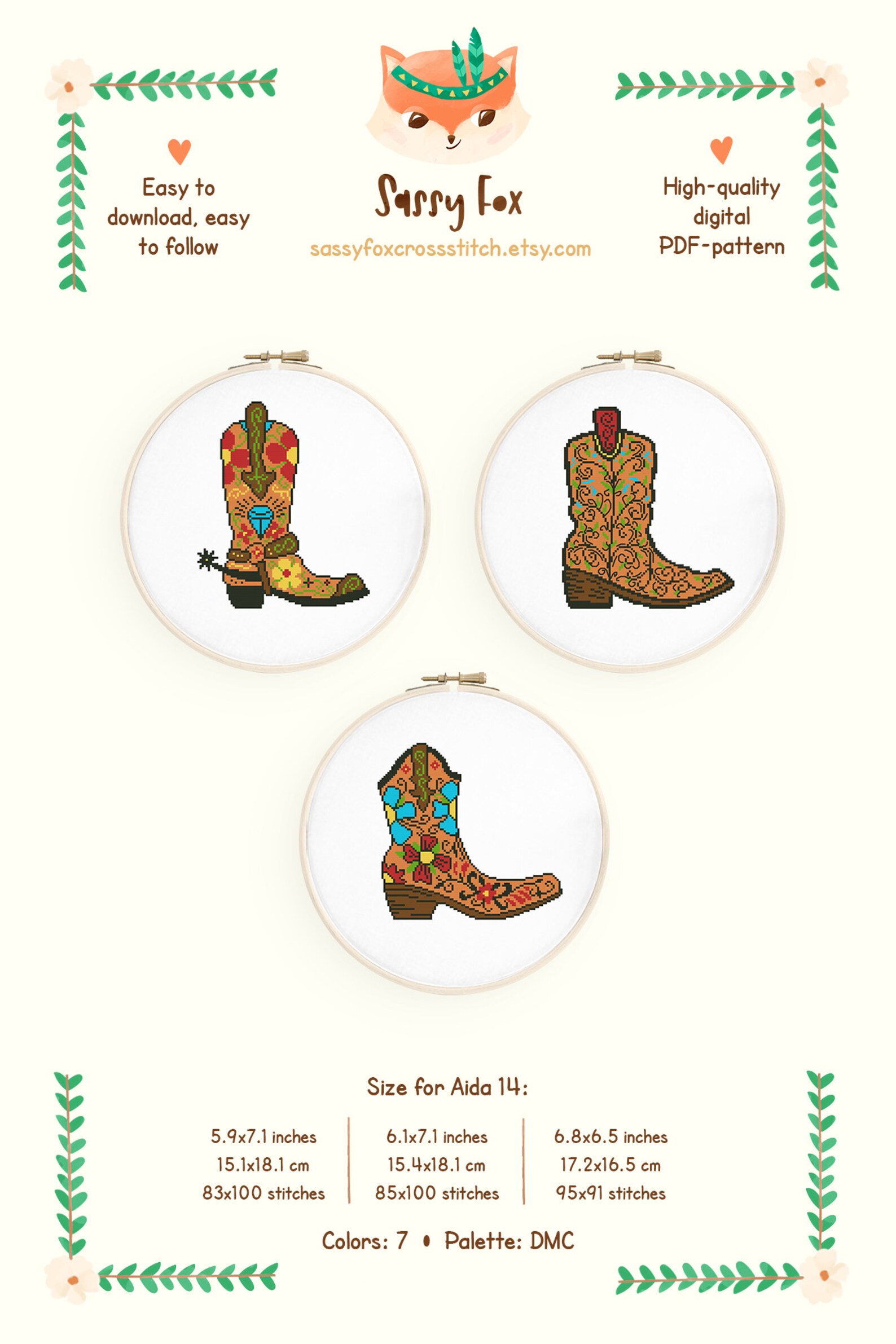 Cowboy Boots Cross Stitch Pattern. Bundle of 3 Texas Charts. - Etsy