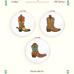 Cowboy Boots Cross Stitch Pattern. Bundle of 3 Texas Charts. - Etsy