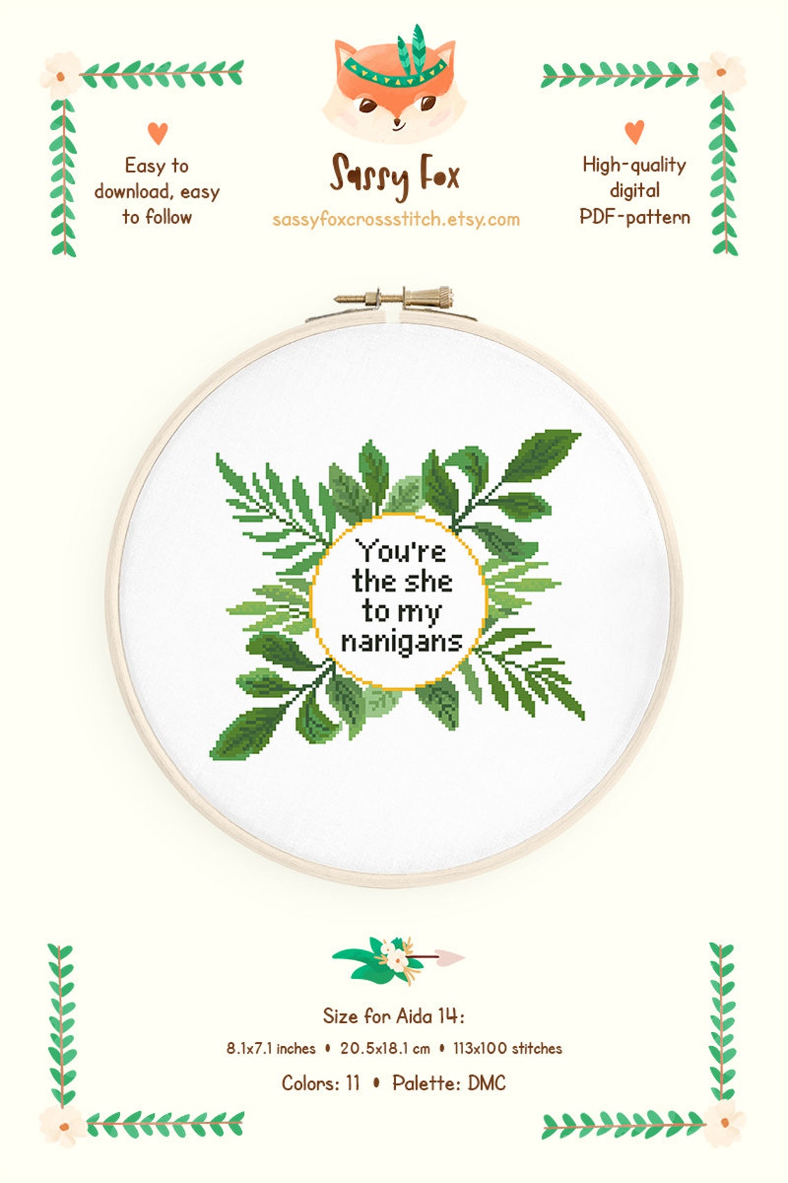 Best Friend Cross Stitch Pattern. You're the She to My | Etsy