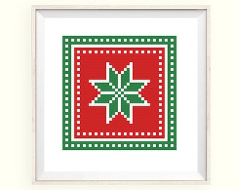 Tiny Christmas Star Cross Stitch Pattern. Scandinavian Sampler | Etsy