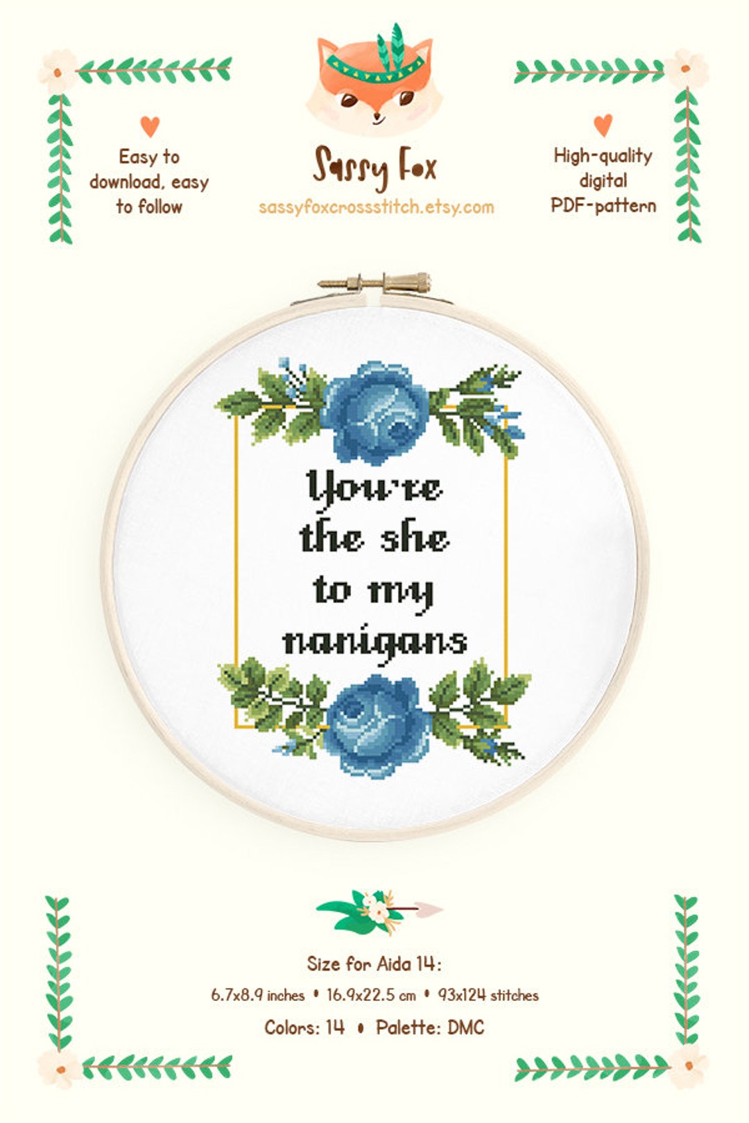 Best Friend Cross Stitch Pattern. You're the She to My - Etsy