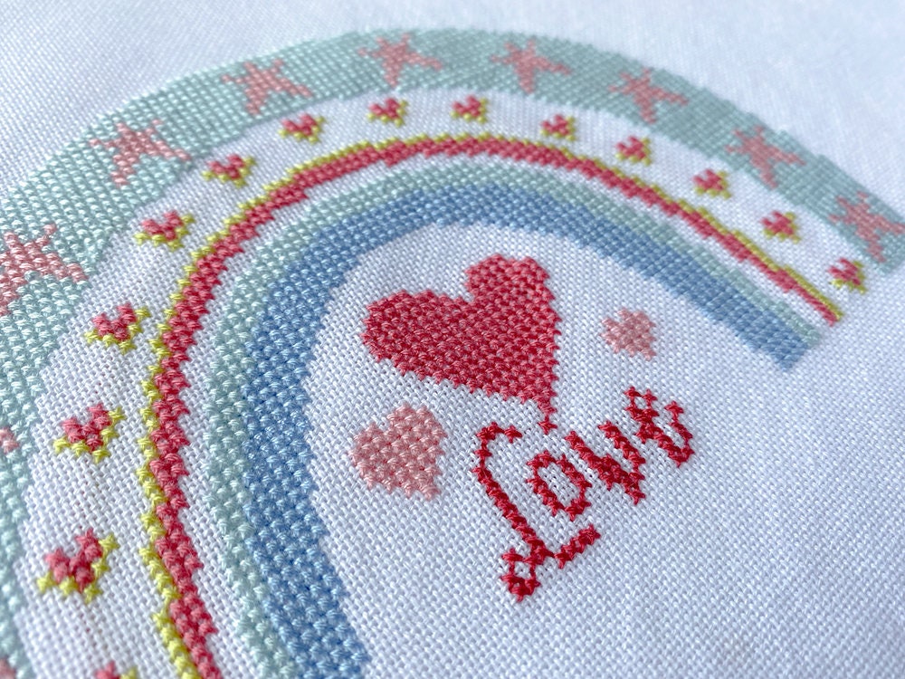 February Rainbow Cross Stitch Pattern. Valentine's Day Cross Stitch ...