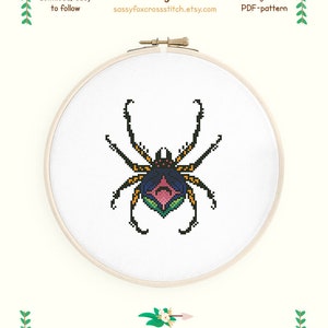 Abstract Spider Cross Stitch Pattern. Halloween Boho Spider - Etsy