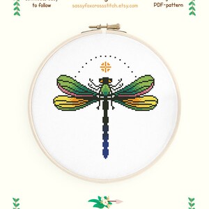 Boho Dragonfly Cross Stitch Pattern. Whimsical Mystical Insect - Etsy