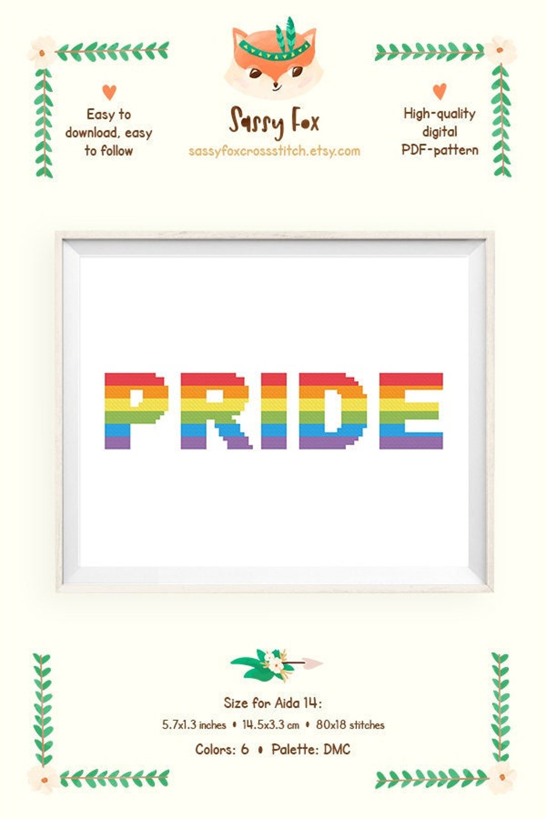 Rainbow Pride Cross Stitch Pattern. LGBT Rights Chart. Instant Download ...