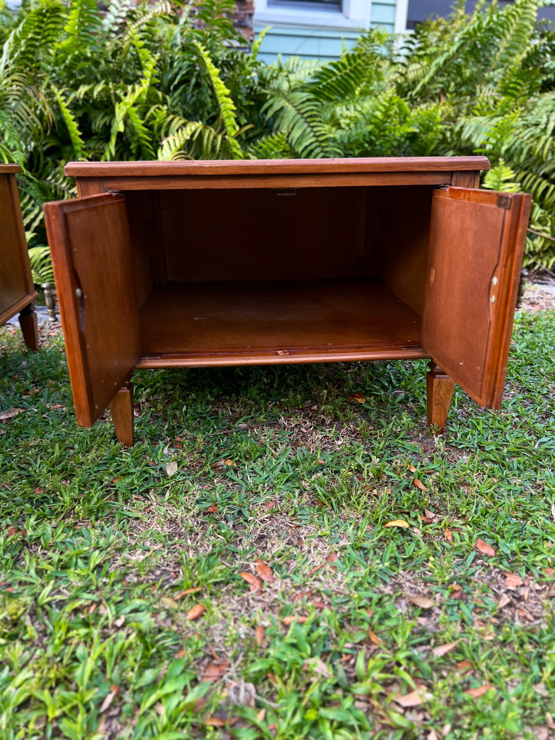 Pair of Solid Square Cube Shaped Wood End/ Side Tables With a Beautiful ...