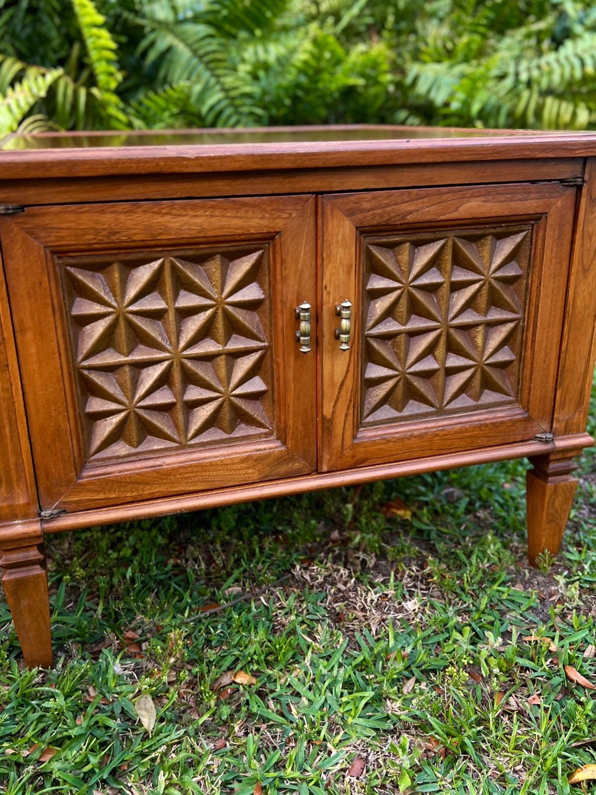 Pair of Solid Square Cube Shaped Wood End/ Side Tables With a Beautiful ...