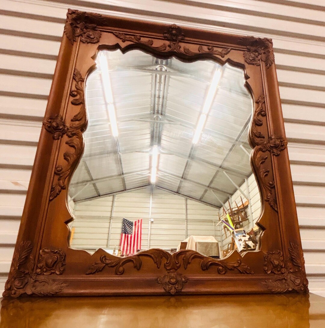 Vintage Hand Carved Solid Wood Mirror/ Vintage Wood Frame Mirror - Etsy