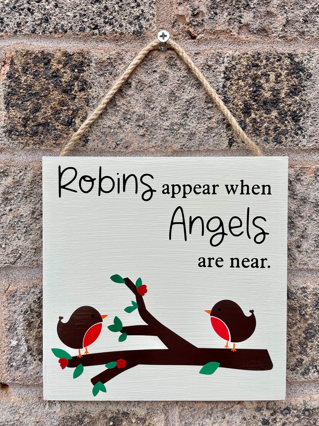 Robins Appear When Angels Are Near - Memorial Plaque - Memorial Gift ...