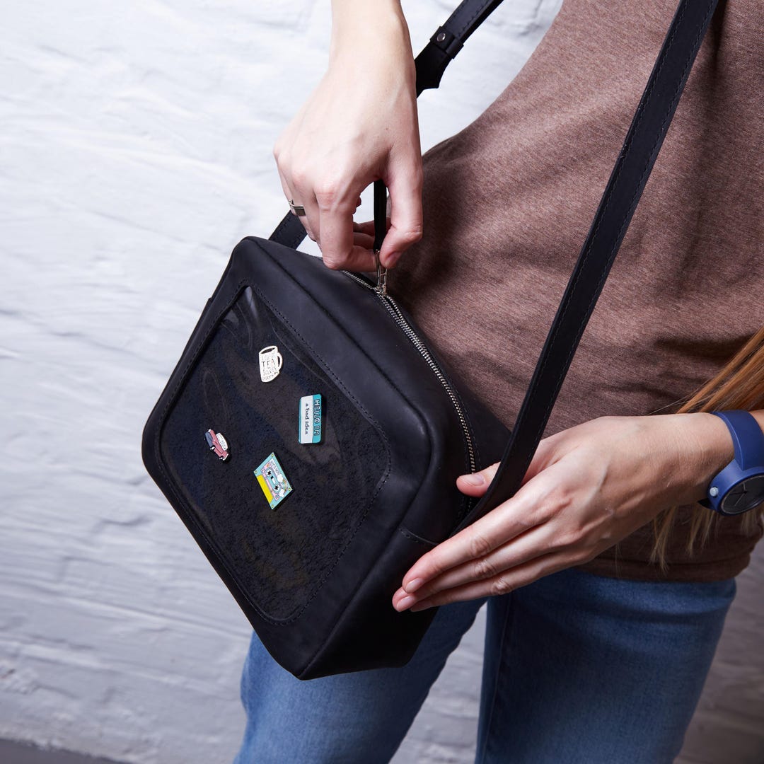 ITA Pin Display Crossbody Bag: Handmade Leather (clear Front) - Anime ...