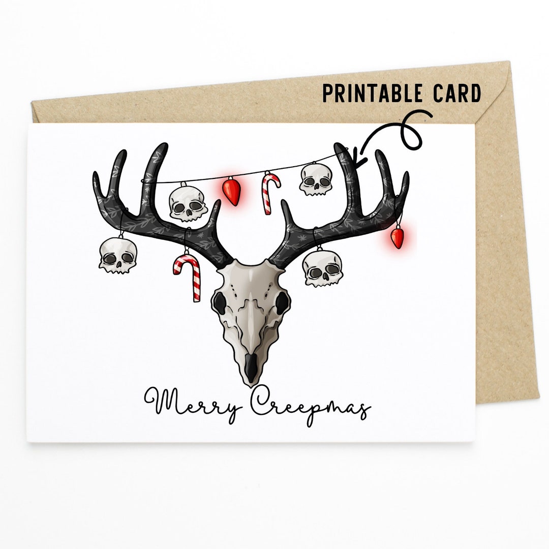 Creepy Christmas Card - Merry Creepmas - Printable Download Card - Etsy