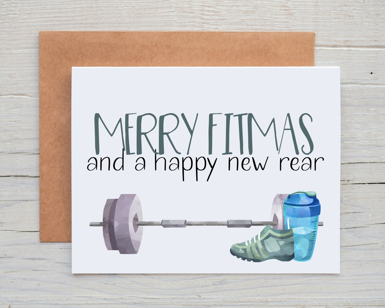 Merry Fitmas and A Happy New Rear Printable Download Card - Etsy UK