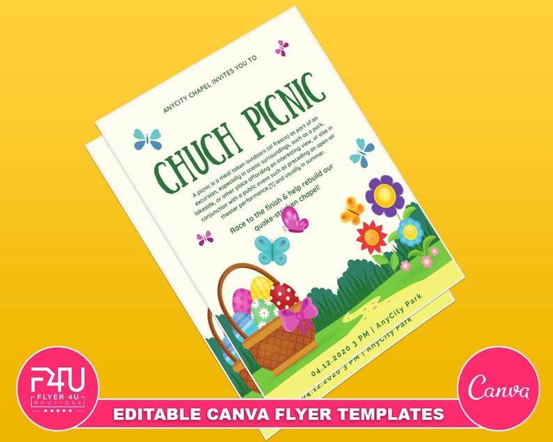 Church Picnic Flyer, DIY Canva Church Picnic Templates, Editable Canva ...