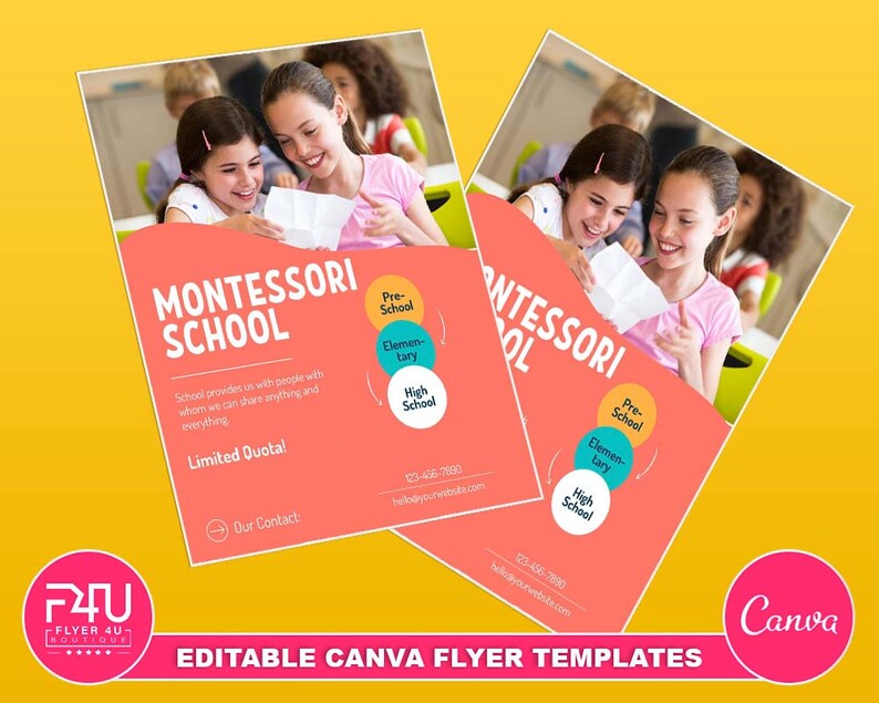 Montessori School Flyer, DIY Canva Montessori School Templates ...
