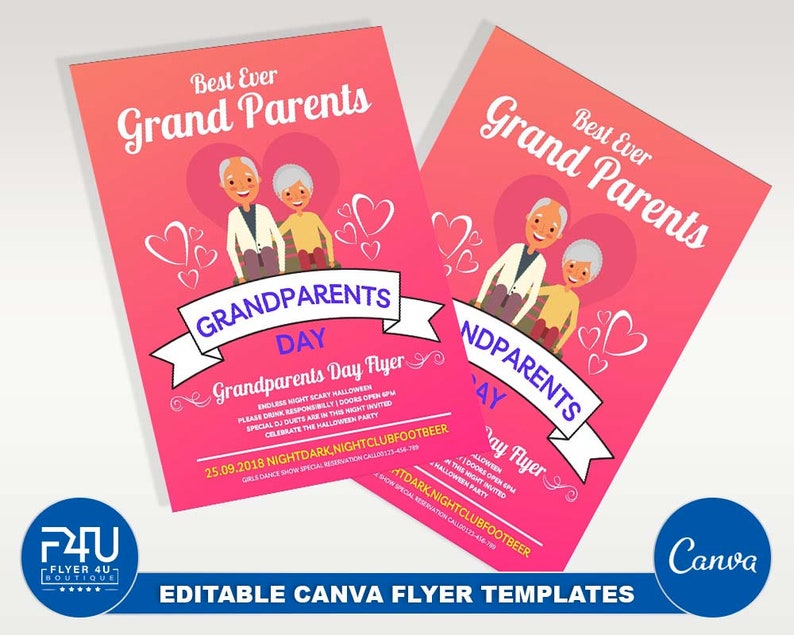 Grandparents Day Flyer DIY Canva Grandparents Day Flyer | Etsy