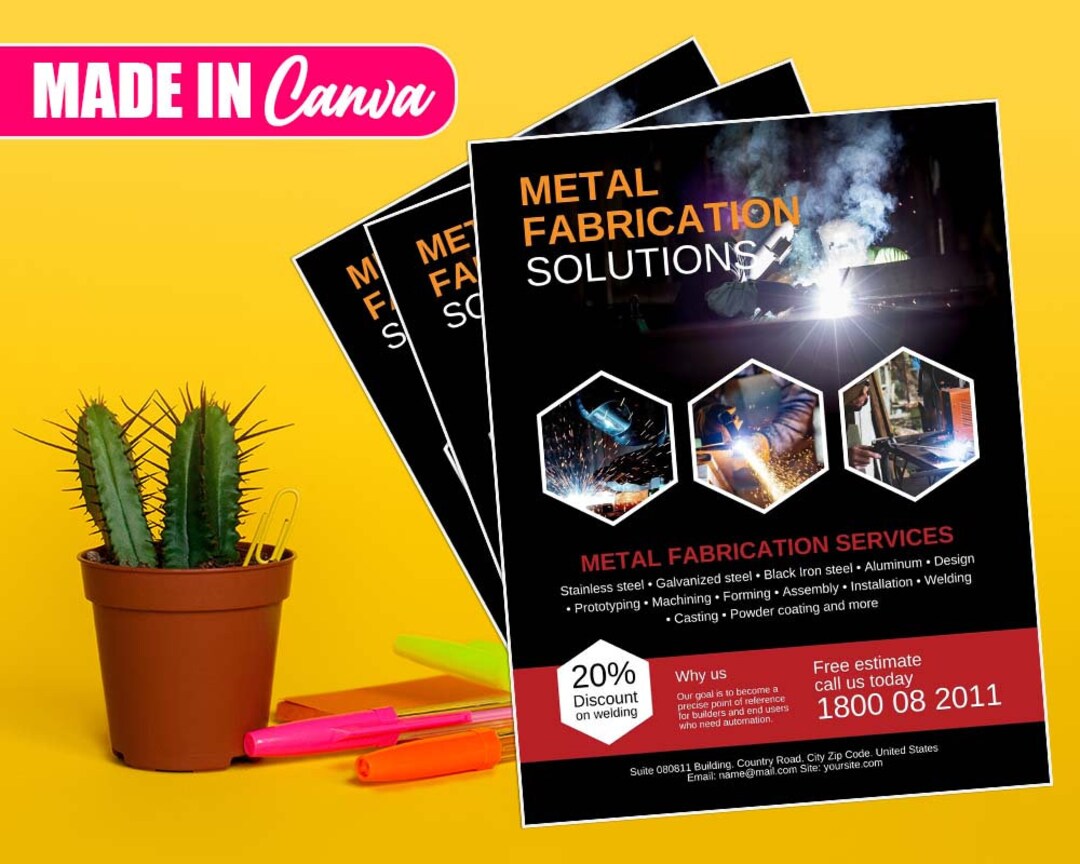Metal Work Service Flyer, DIY Canva Metal Work Service Flyer 2022 ...