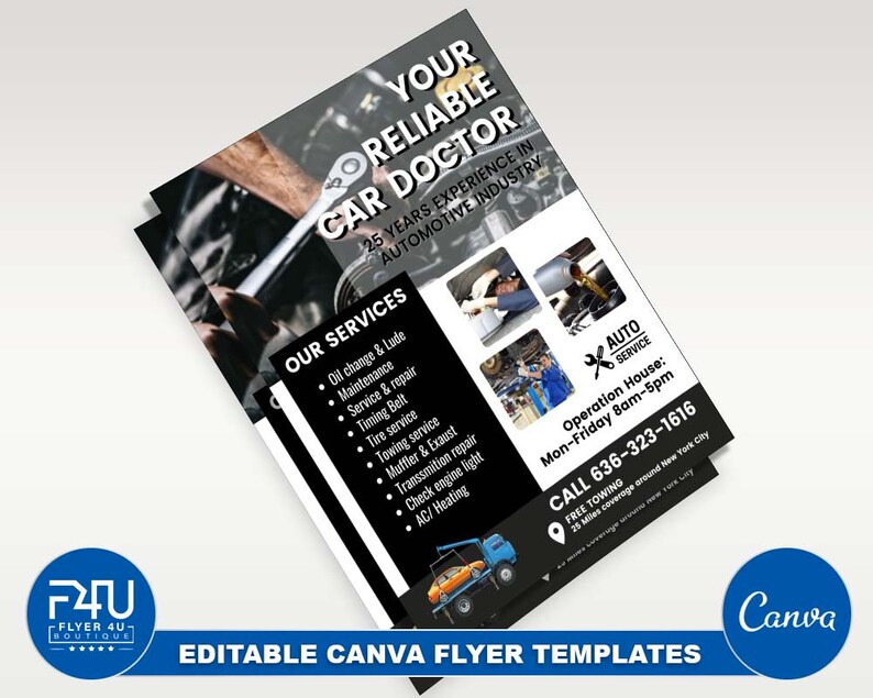 Auto Mobile Flyer, DIY Canva Auto Mobile Flyer Template 2022, Editable ...