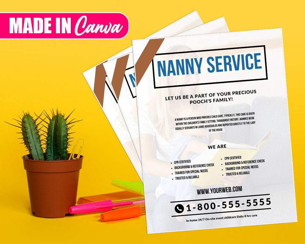 Nanny Service Flyer DIY Canva Nanny Service Flyer Template - Etsy