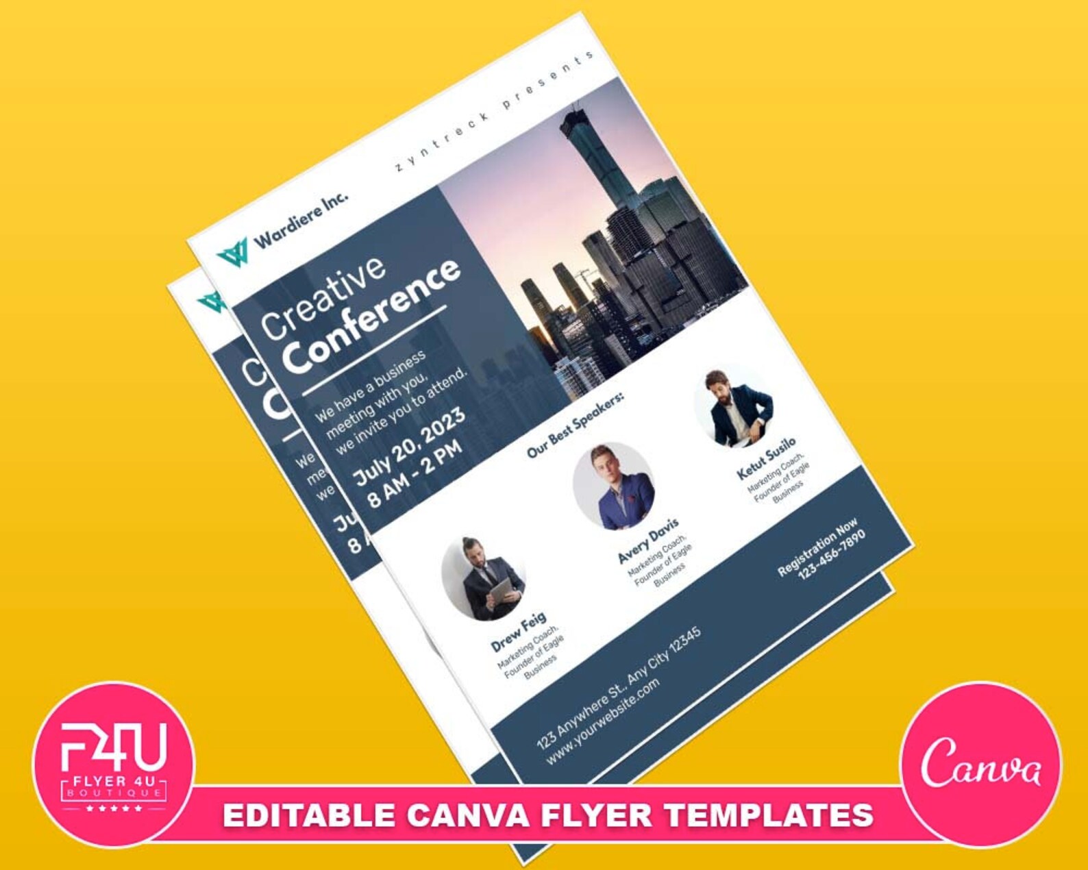 Creative Conference Flyer, DIY Canva Creative Conference Template ...