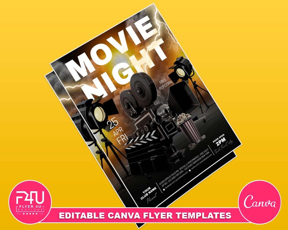 Movie Flyers DIY Canva Movie Flyers Editable Canva US Letter - Etsy