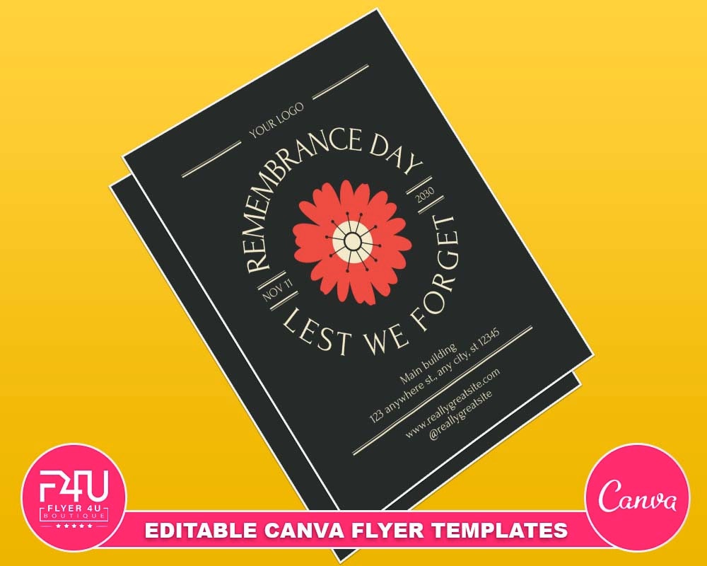 Remembrance Day Flyer DIY Canva Remembrance Day Flyer - Etsy