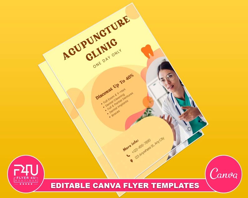 Acupuncture Clinic Flyer DIY Canva Acupuncture Clinic - Etsy