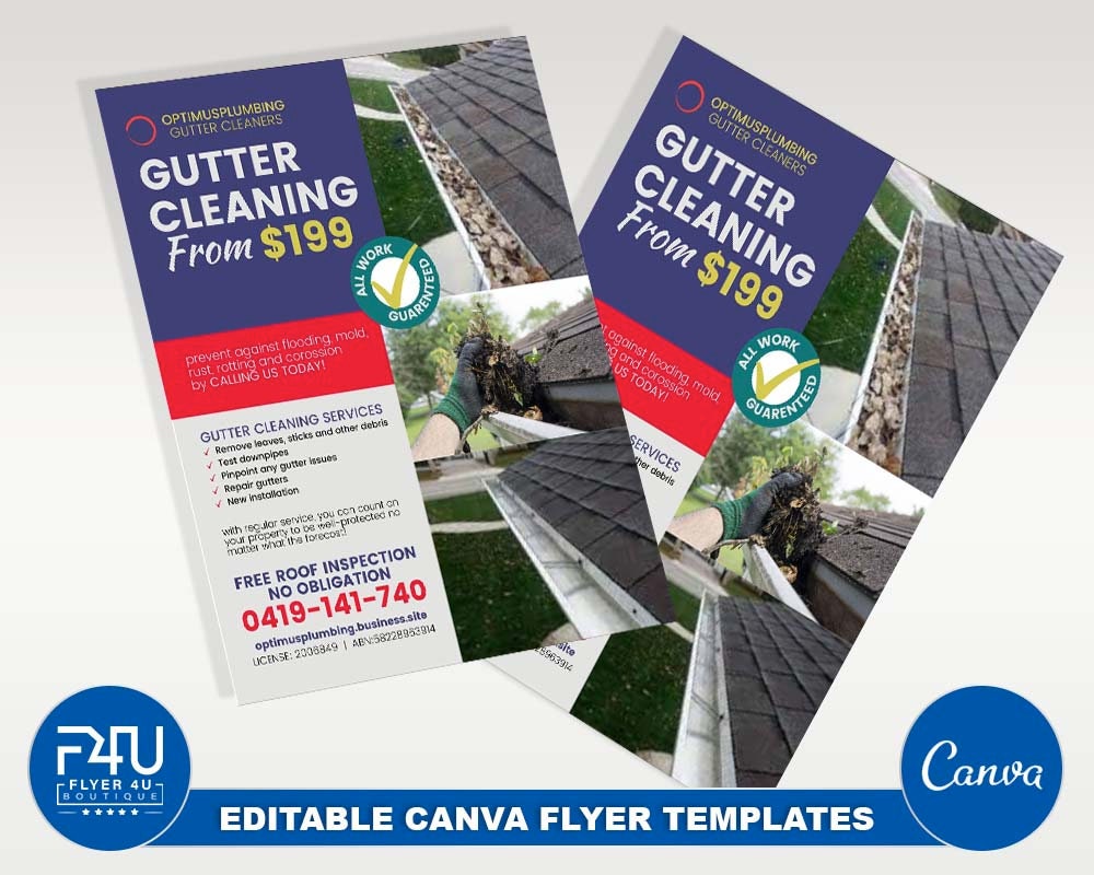 Gutter Cleaning Flyer, DIY Canva Gutter Cleaning Flyer Template 2022 ...