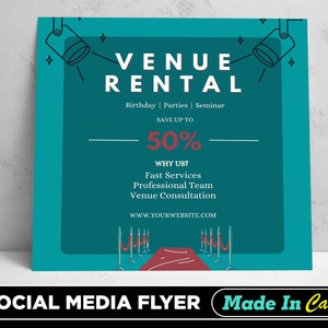 Venue Rental Flyer, DIY Canva Venue Rental Flyer Template 2022 ...