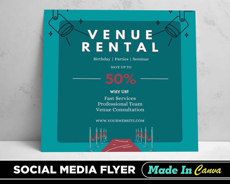 Venue Rental Flyer, DIY Canva Venue Rental Flyer Template 2022 ...