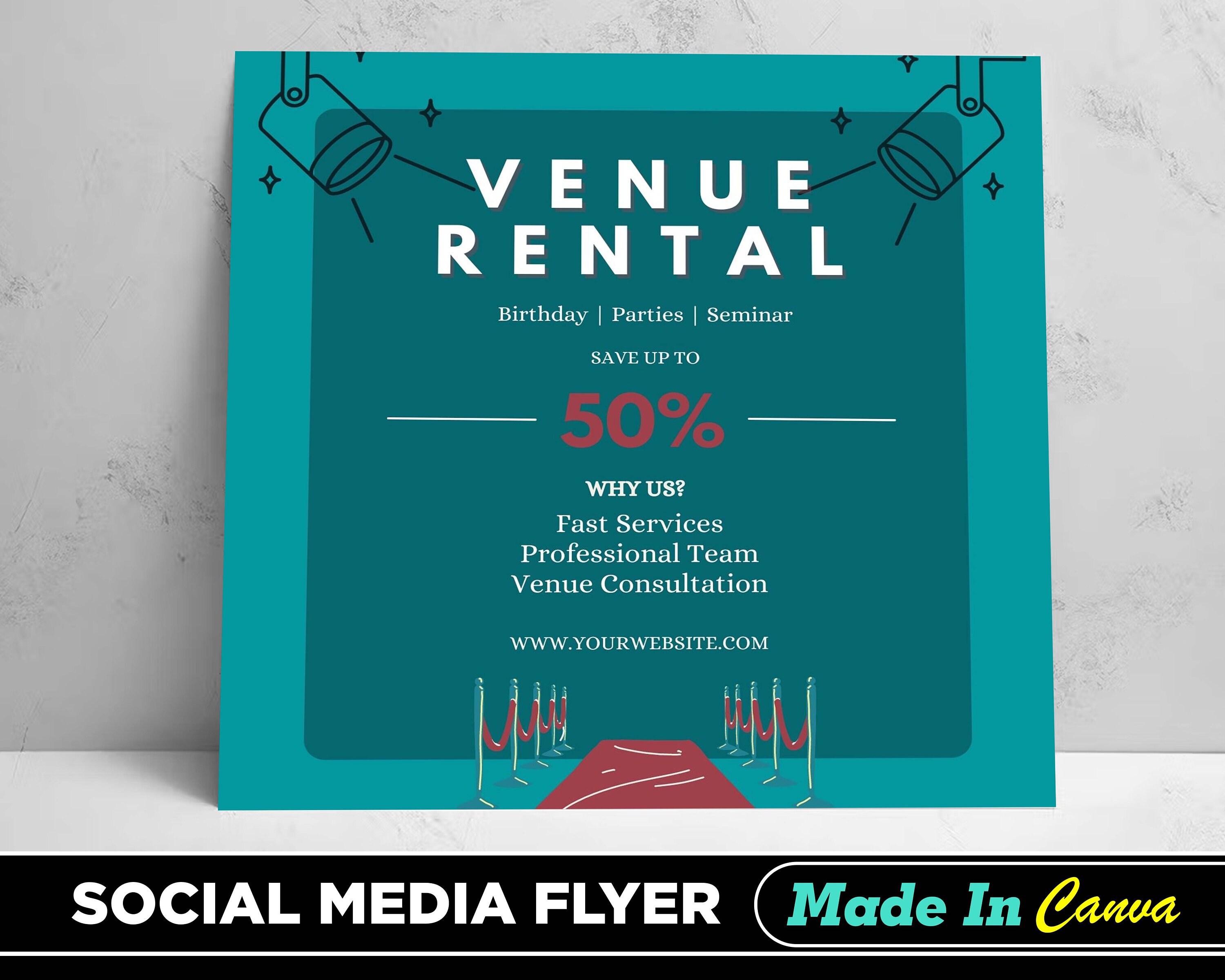 Venue Rental Flyer, DIY Canva Venue Rental Flyer Template 2022 ...