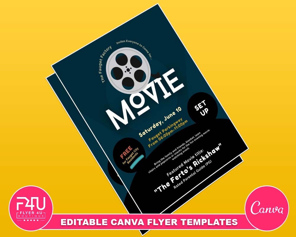 Movie Flyer, DIY Canva Movie Templates, Editable Canva US Letter Size ...