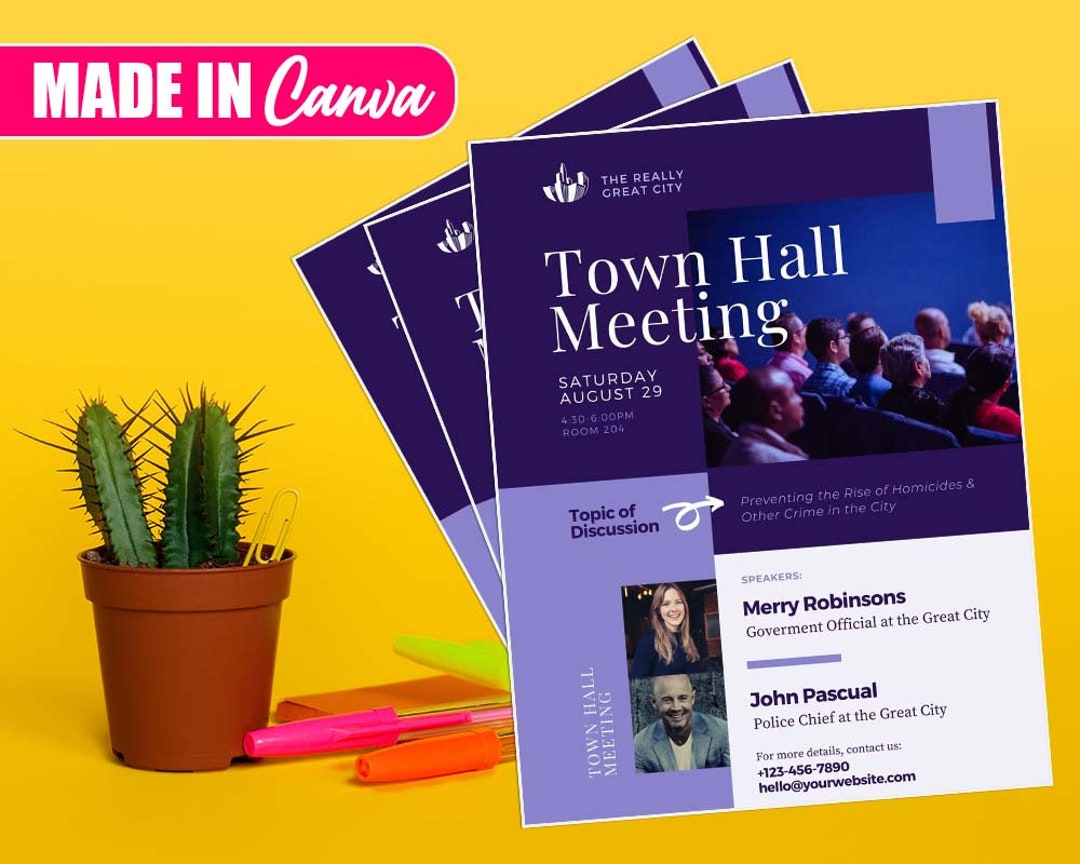 Meeting Flyer, DIY Canva Meeting Templates, Editable Canva US Letter ...