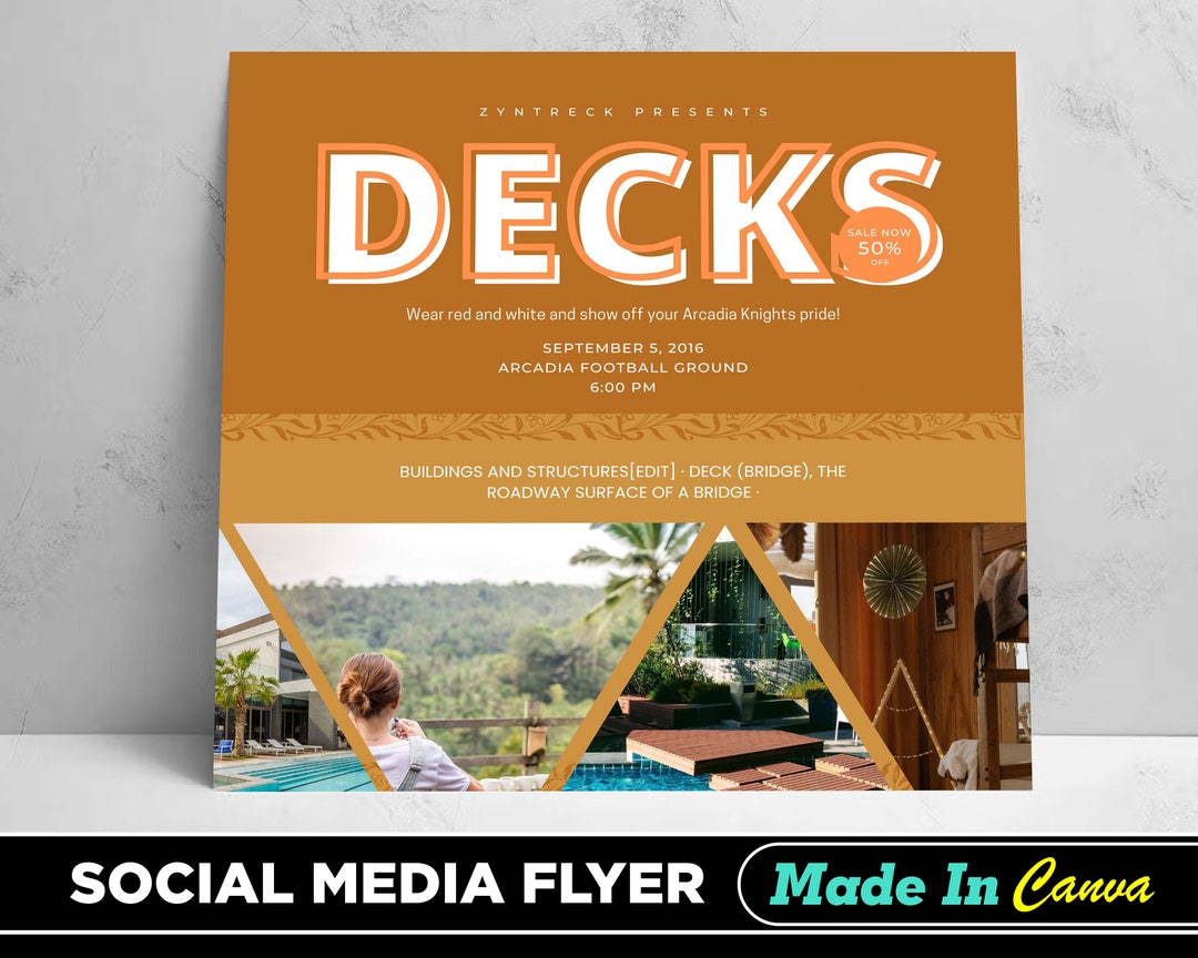 Decks Flyer, DIY Canva Decks Flyer Template, Editable Social Media ...