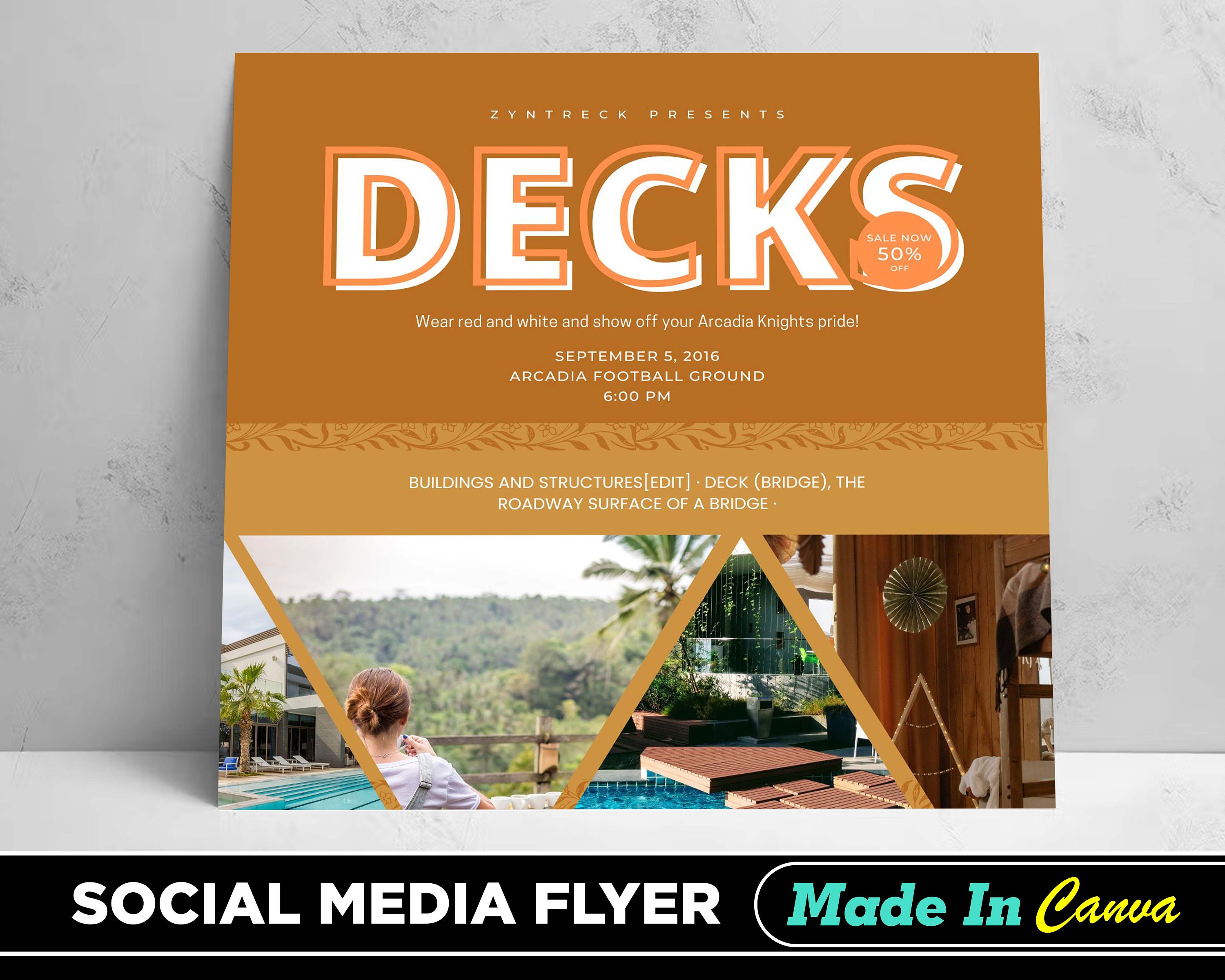 Decks Flyer, DIY Canva Decks Flyer Template, Editable Social Media ...