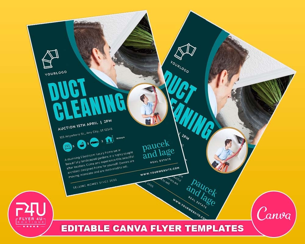 Duct Cleaning Flyer, DIY Canva Duct Cleaning Flyer, Editable Canva US ...