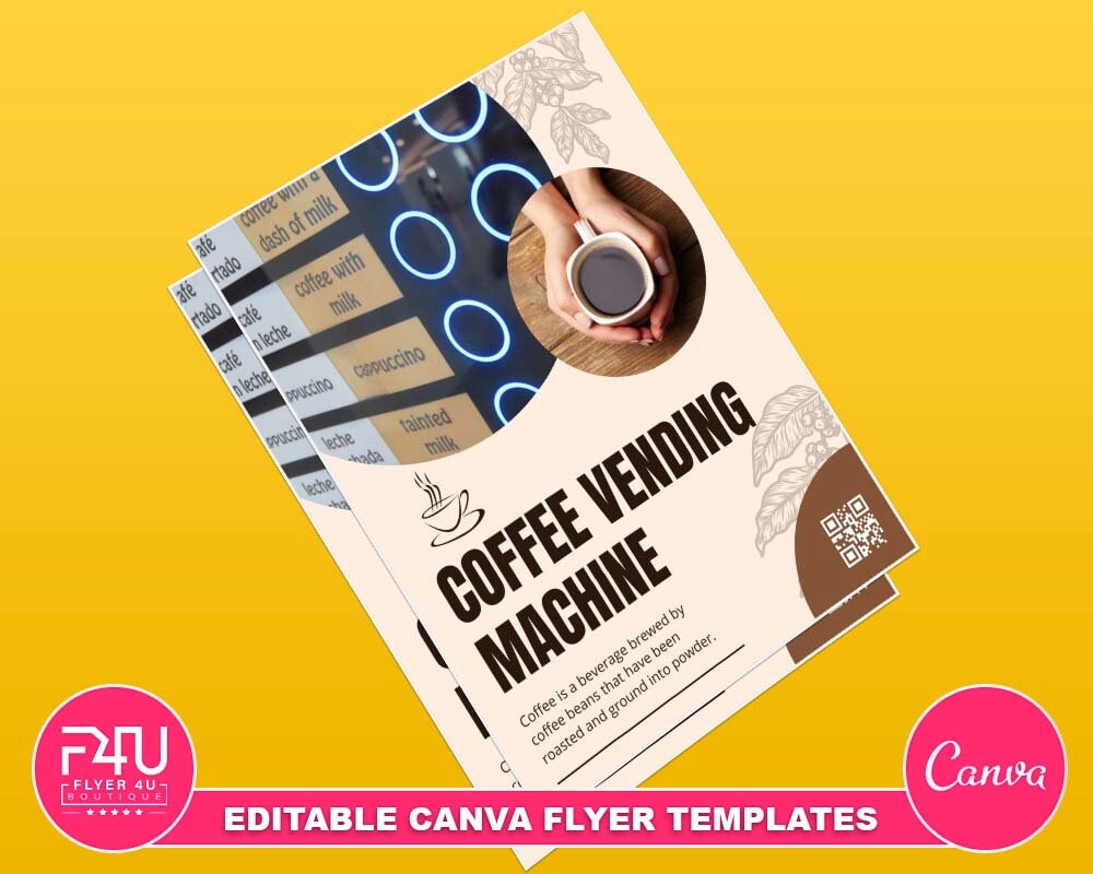 Coffee Vending Machine Flyer, DIY Canva Coffee Vending Machine Template ...