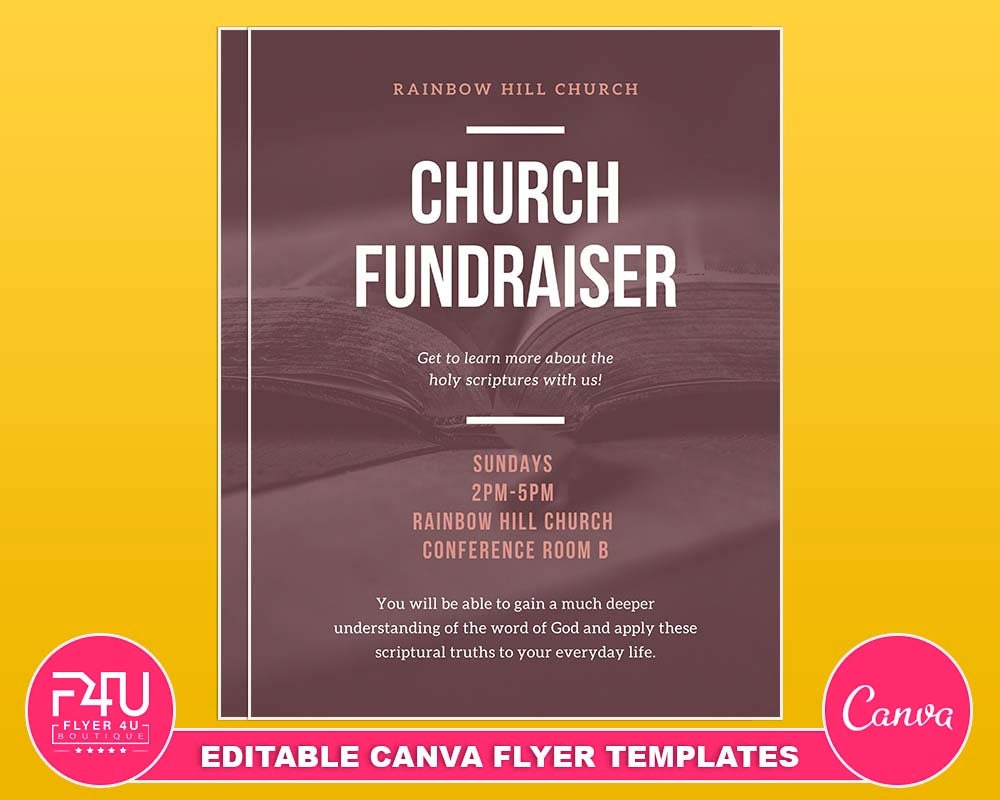 Church Fundraiser Flyer DIY Canva Church Fundraiser Flyer - Etsy