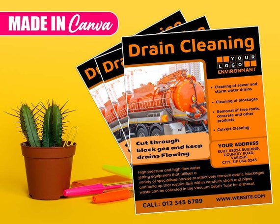 Drain Cleaning Flyer DIY Canva Drain Cleaning Flyer Editable - Etsy