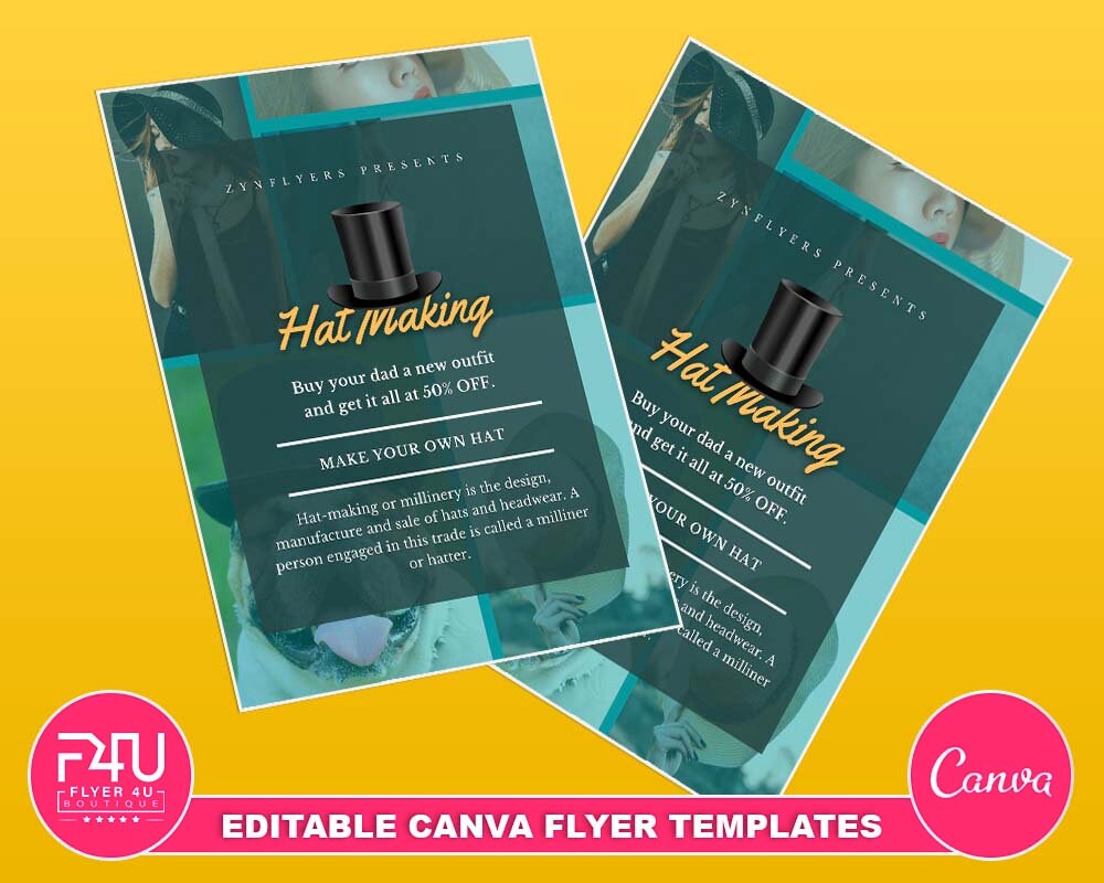 Hat Making Flyer DIY Canva Hat Making Flyer Template 2022 - Etsy