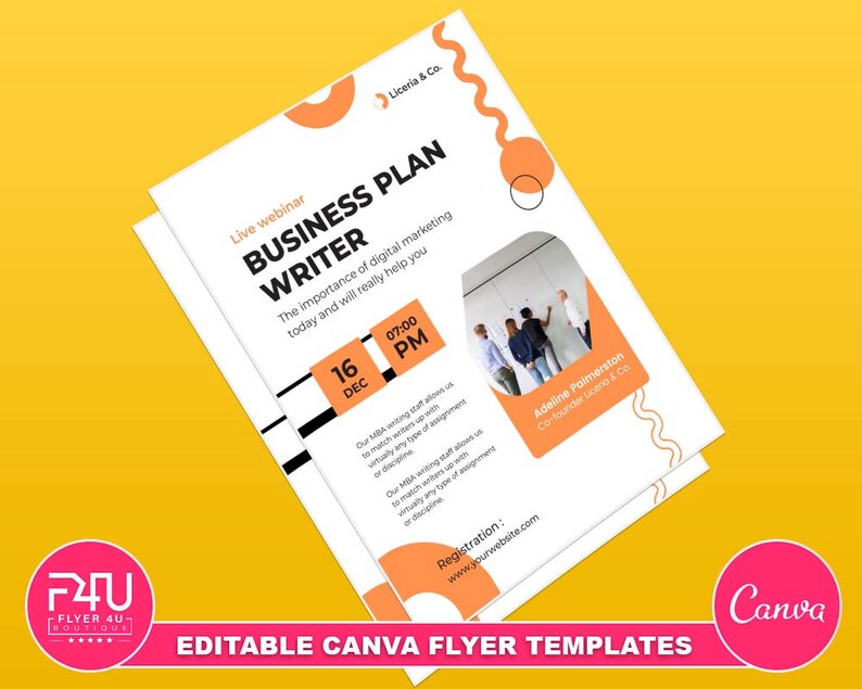 Business Plan Writer Flyer, DIY Canva Business Plan Writer Flyer ...