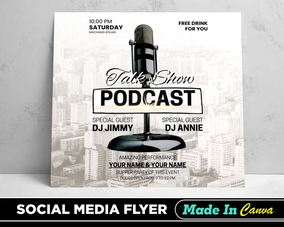 Podcast Flyer DIY Canva Podcast Flyer Template 2022 Editable - Etsy