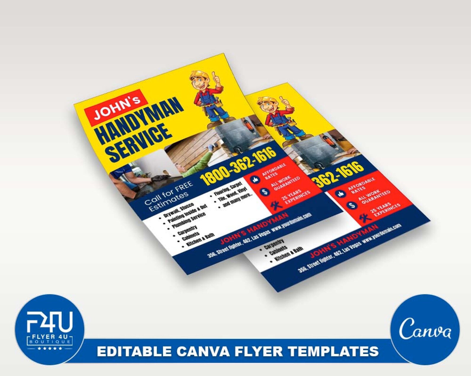 Handyman Service Flyer, DIY Canva Handyman Service Flyer Template 2022 ...