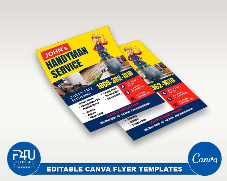 Handyman Service Flyer, DIY Canva Handyman Service Flyer Template 2022 ...