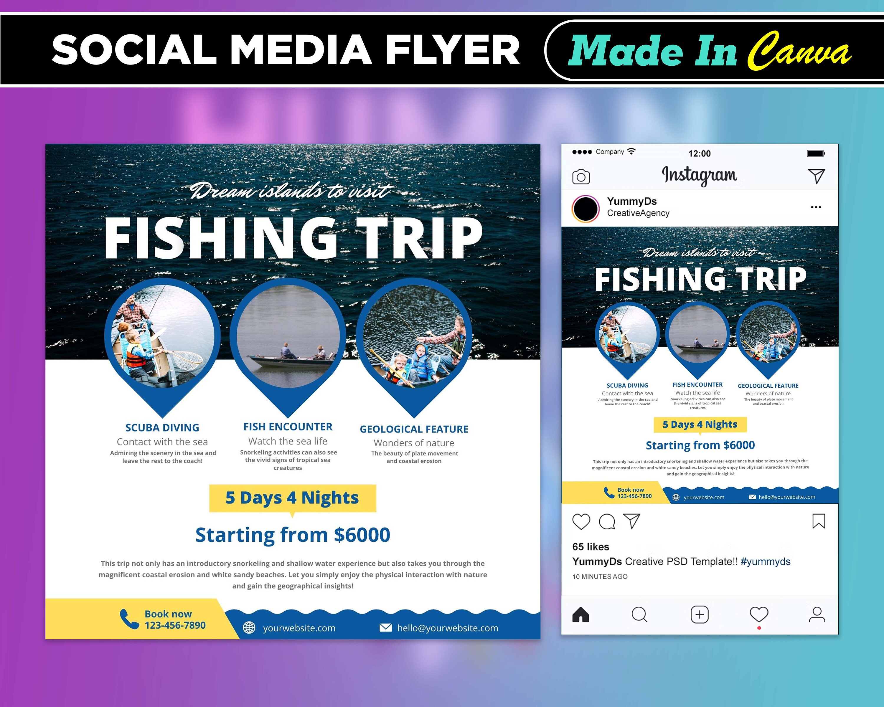 Fishing Trip Flyer DIY Canva Fishing Trip Flyer Template - Etsy