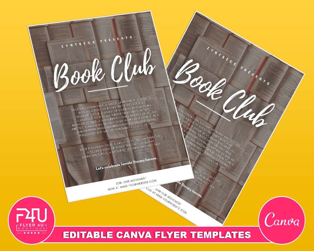 Paper & Party Supplies Book Club Flyer DIY Canva Book Club Templates ...