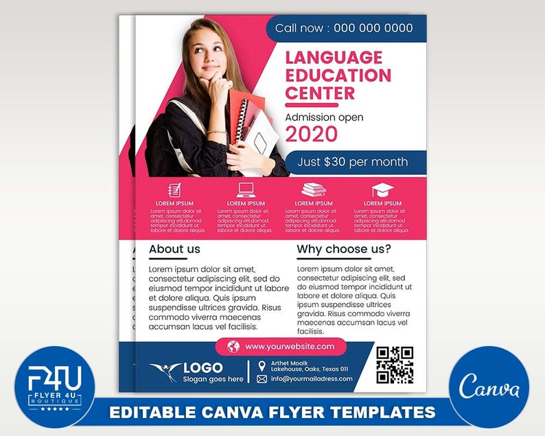 School Flyer DIY Canva School Flyer Template 2021 Editable | Etsy